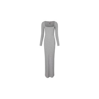 SKIMS Skims, Femme, Robes, Gris, Taille: 40 FR Soft Lounge Long Sleeve Dress