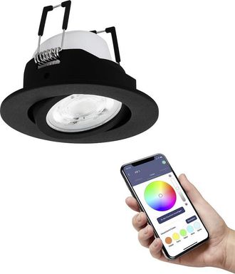 Eglo connect.z Smart-Home LED Einbaustrahler Saliceto-Z, Ø 88 mm, ZigBee, App und Sprachsteuerung Alexa, Lichtfarbe (warmweiß-kaltweiß), RGB, dimmbar, Alu 