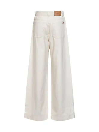 Max Mara Womens Wide-Leg Trousers Wkdcanneti Ivory Cotton