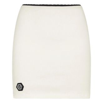 Philipp Plein Femme, Jupes, Beige, Taille: 40 FR Mini Jupe Rib