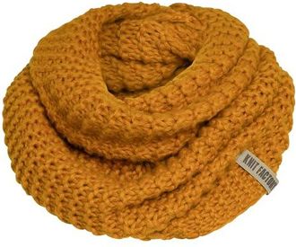 Knit Factory Alex Foulard Infini Tube - &Eacute;charpe tube pour femme et homme - Cache cou pour lhiver - Tour de cou - Snood Tricot&eacute;e - Col &eacute;charpe - Ocre - Taille uniqu