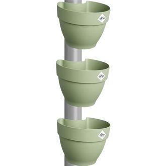ELHO Vibia Campana Pot Gouttière 40 - Pots de Fleurs pour Extérieur - Plastique 100% Recyclé - Lot de 3 - Ø 21.6 x H 16.3 cm - Vert/Vert Pistache