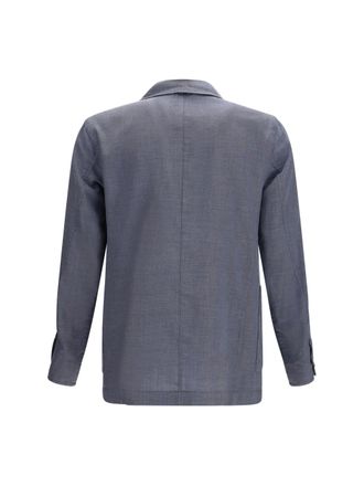 Finamore Mens Cotton And Silk Blend Jacket Solid Dark Grey