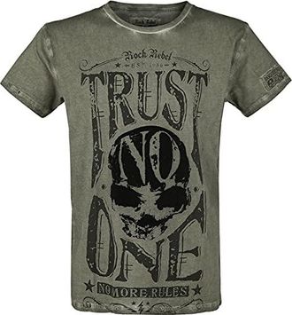 Rock Rebel by EMP Homme T-Shirt Vert avec imprimé XXL