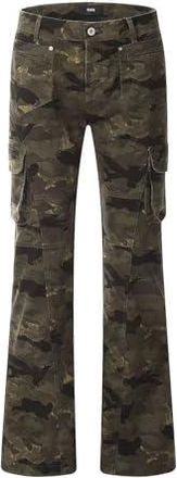 Generic Jean Homme Jeans Homme Jean Homme Regular Confortable Classique R&eacute;tro Imprim&eacute; Poches Printemps Automne - Coupe Droite Subtile avec Caract&egrave;re Vintage M