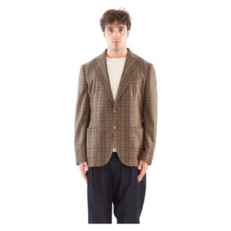 Santaniello Pied-de-Poule Wollblazer - - Jackets - Herren - Braun - L