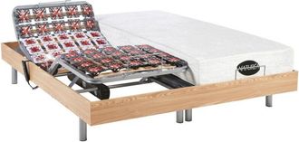 Vente-Unique Vente-unique - Lit électrique de relaxation tout plots + matelas mémoire de forme et bambou - 2 x 90 x 200 cm - Chêne - lysis iii de naturea