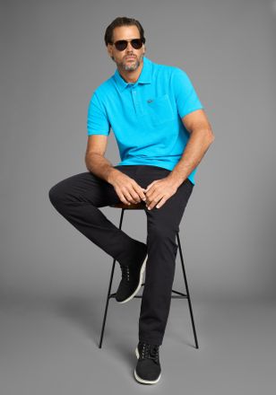 Man's World Poloshirt MANS WORLD, Herren, Gr. S (44/46), blau (t&uuml;rkis melange), Single Jersey, Obermaterial: 60% Baumwolle, 40% Polyester, meliert, normal, Shirts