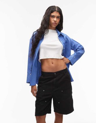 Carhartt Work in Progress Branford - Leinen-Shorts in Schwarz mit doppelter Stofflage im Kniebereich