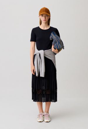 Claudie Pierlot Robe midi bi-mati&egrave;re noire et marine