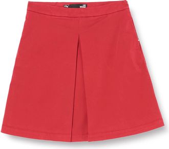 Love Moschino Damen Dyed Twill Miniskirt with Black Shiny Logo Back Tag, Rot, 40 EU