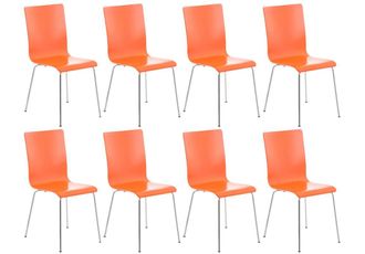 Clp 8er-Set Wartezimmerstuhl Pepe mit ergonomisch geformten Holzsitz und Metallgestell I 8X Konferenzstuhl erh&auml;ltlich, Farbe:orange