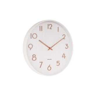 Karlsson Wanduhr Pure - Wei&szlig; - &Oslash;40cm - Rund - Lindenholz - Wanduhr Modern Wohnzimmer - Wanduhren
