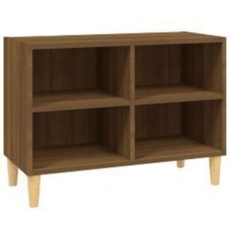 Les Tendances Petit meuble avec &eacute;tageres sur pieds en bois naturel Kuba 70cm-Marron