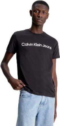 Calvin Klein T-Shirt Manches Courtes Homme Core Institutional Logo Slim Tee Col Ras-du-Cou, Noir (CK Black), S