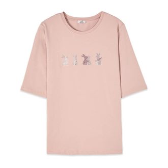 Oltre T-Shirt mit Mikrokristallen - - Tops - Damen - Rosa - L
