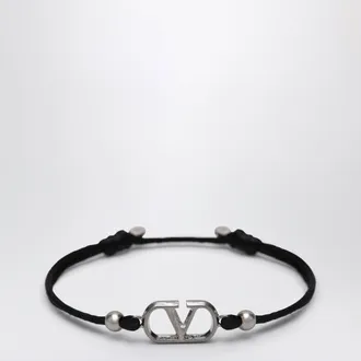 Valentino Garavani Schwarzes VLogo Signature Armband mit Kordel