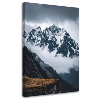 Feeby Bild auf Leinwand - Wandbilder Wohnzimmer Aesthetic - Berge Winter Landschaft Natur - 70x100 1tlg - Schlafzimmer Wandekoration - Bilder Zimmer - Livin