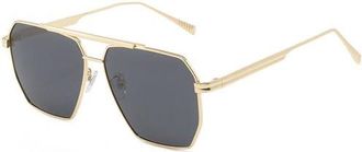 Generic Lunettes de soleil surdimensionnées tendance 2025 pour femme, monture en métal, lunettes de soleil polygonales, protection UV400, nuances vintage, dor