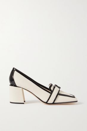 Jimmy Choo London Escarpins En Toile Et En Cuir Verni &Agrave; Ornements Evin 65 - Blanc