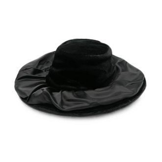 Junya Watanabe Faux-Fur Satin Wide Brim Bucket Hat - - Accessories - Damen - Schwarzk - ONE SIZE