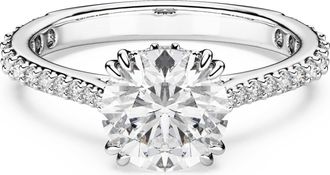 Swarovski Stilla Collection Cocktailring, rund, Pav&eacute;-Fassung, Wei&szlig;, Silber-Finish, 60, Kristall, Metall, Kristall