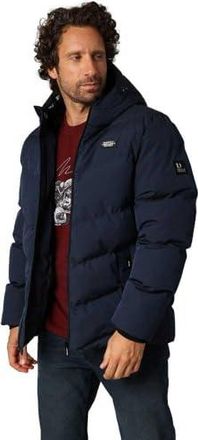 Deeluxe Doudoune Homme INTEREST chaude regular avec capuche et doublure ultra douce - Manches longues Fermeture glissière - Bleu Marine - Taille XXXL