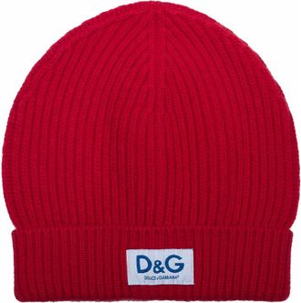Dolce & Gabbana Strickm&uuml;tze mit Aufn&auml;her - - Accessories - Herren - Rot - ONE SIZE