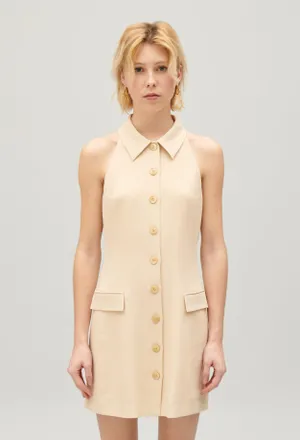 Claudie Pierlot Robe courte boutons beige