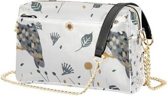 Mnsruu Sacs à bandoulière pour femme, sac à main en cuir imprimé feuilles de hibou, sac à main