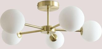 Sklum Sklum - Plafonnier en fer Castefi avec 5 boules de verre Or