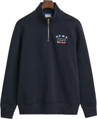 GANT Herren Graphic Half Zip Sweatshirt, Evening Blue, S