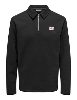 Only & Sons Onsdawson Reg Sweat-Shirt &agrave; Demi-Fermeture &Eacute;clair pour Homme, Jet Black, M