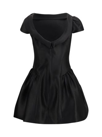 Self Portrait Womens Short Taffeta Dress With Collar Black Polyester