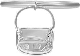 Diesel Oval D Logo Bagues Unisex en acier inoxydable avec breloque