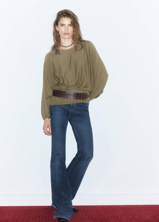 Mango Blouse fronc&eacute;e ceinture large kaki - Femme - XS - MANGO