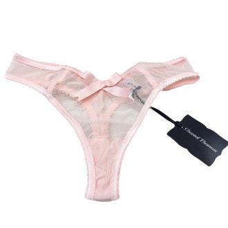 Chantal Thomass Rose Pink Bow Thong Size XS