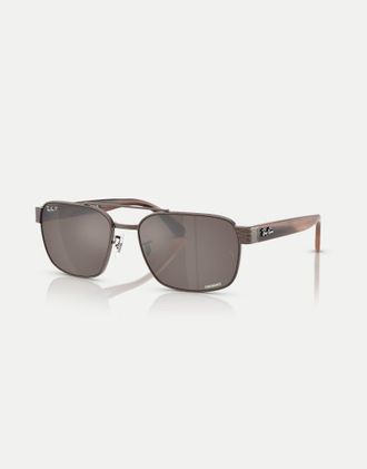 Ray-Ban Rb3751 polarized+ - Eckige, polarisierte Sonnenbrille in Kupfer mit braunen Gl&auml;sern