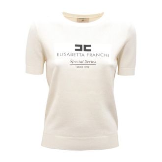 Elisabetta Franchi Gestrickter Wollpullover Elfenbein Modell - - Tops - Damen - Wei&szlig; - XS