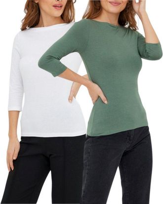 Vero Moda 3/4-Arm-Shirt (Set, 2er-Pack) in Unifarbe