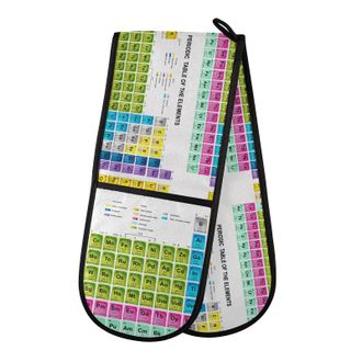 PUXUQU Ofenhandschuhe Periodensystem der Elemente Topfhandschuh Oven Mitts Backhandschuhe Topflappen f&uuml;r Zuhause K&uuml;che Backen Kochhandschuhe