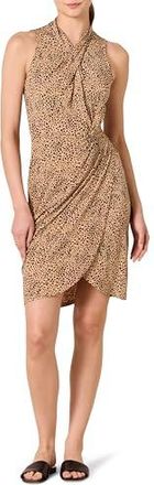 Amazon Essentials Robe Encolure Cache-Coeur Croisé sur La Nuque sans Manche Femme, Fauve Clair Léopard, XXL