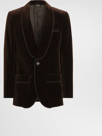 Dolce & Gabbana Sakko Aus Samt, Einreihig - Mann Anz&uuml;ge Und Blazer Braun 46