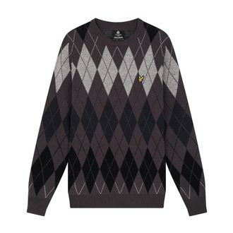 Lyle & Scott Brih Argyle Rundhals-Strickware - - Knitwear - Herren - Grau - M