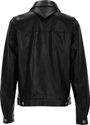 Bottega Veneta Intrecciato Woven Leather Jacket - Black
