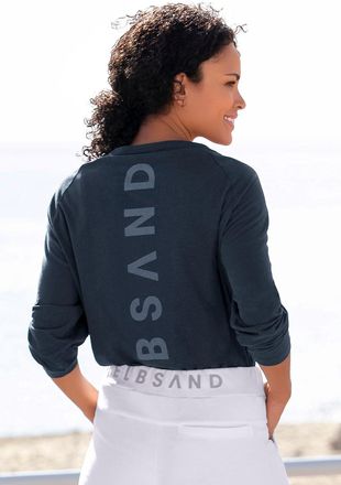 Elbsand Longsleeve ELBSAND Tinna, Damen, Gr. XXL (44), blau (marine), Jersey, Obermaterial: 50% Baumwolle, 50% Polyester, unifarben, figurumspielend h&uuml;ftlang,