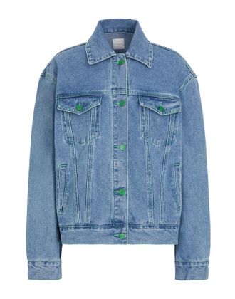 8 by YOOX ORGANIC COTTON DENIM OVERSIZE TRUCKER JACKET W/ CONTRAST TRIMS