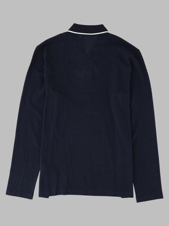 HUGO BOSS Long-Sleeved Cotton Polo Shirt - Navy