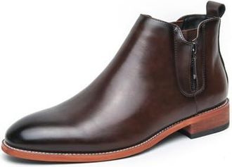 Generic Bottines Chelsea pour homme en cuir avec fermeture &eacute;clair lat&eacute;rale, marron, 42 2/3 EU
