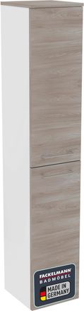 Fackelmann Hochschrank Lima/Badschrank mit Soft-Close-System/Maße (B x H x T): ca. 30,5 x 160,5 x 32 cm/Türanschlag frei wählbar/Korpus: Weiß/Front: Braun